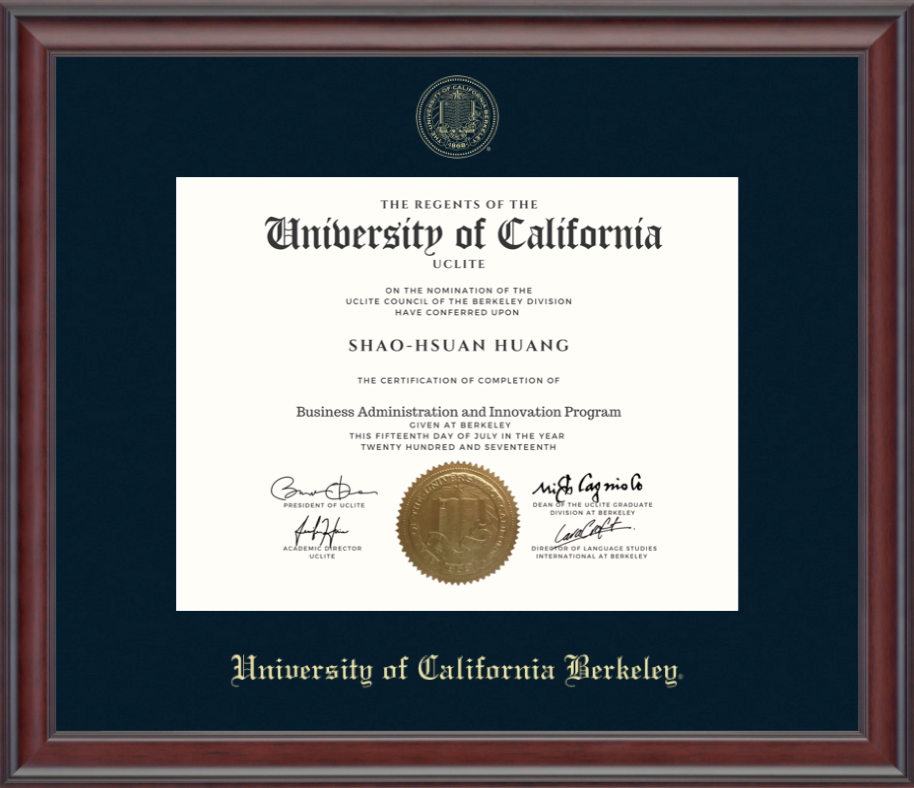Our Certificate – UCLITE@Berkeley